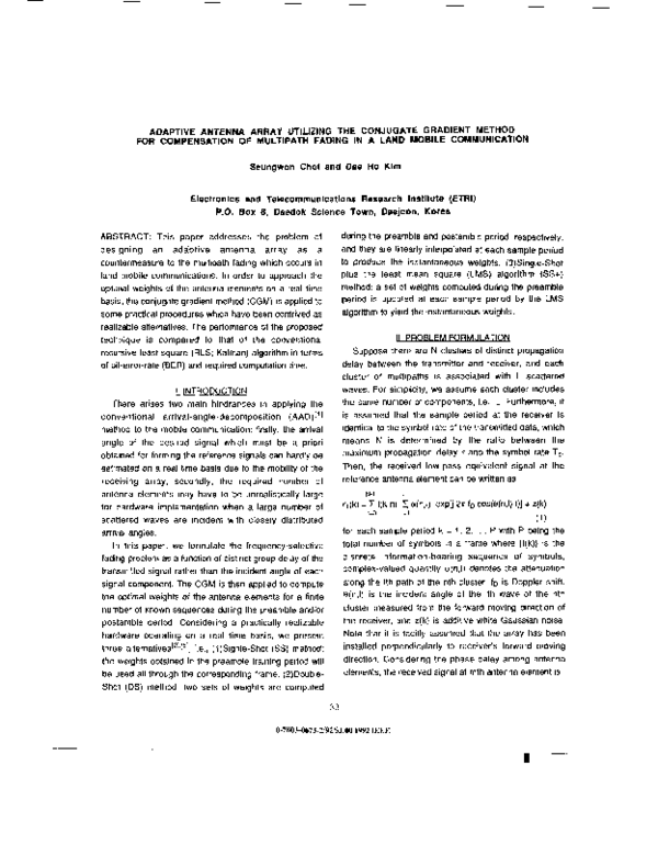 (PDF) Adaptive antenna array utilizing the conjugate gradient method for compensation of ...