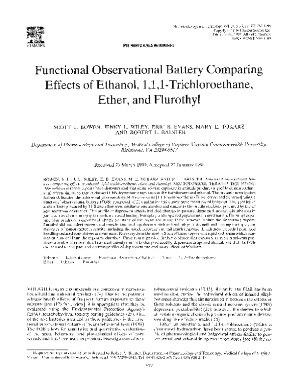 (PDF) Functional observational battery comparing effects of ethanol, 1 ...