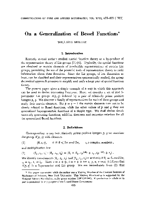 (PDF) On a generalization of bessel functions