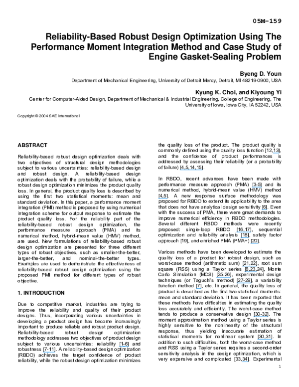 (PDF) Reliability-based robust design optimization: A comparative study