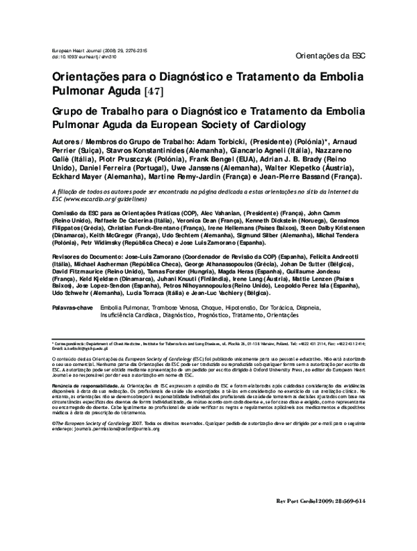 (PDF) Guidelines on the diagnosis and management of acute pulmonary ...