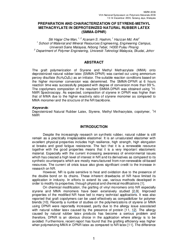 (PDF) Preparation and characterization of styrene-methyl methacrylate ...