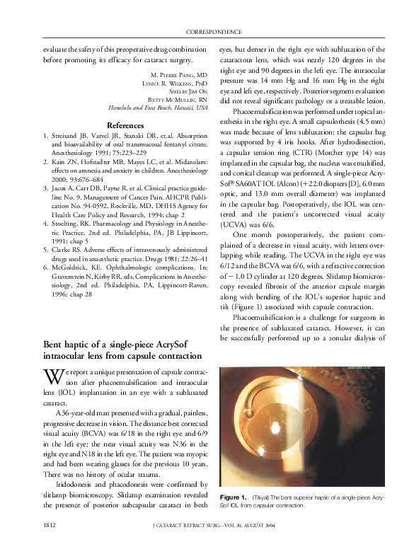 (PDF) Bent haptic of a single-piece AcrySof intraocular lens from ...