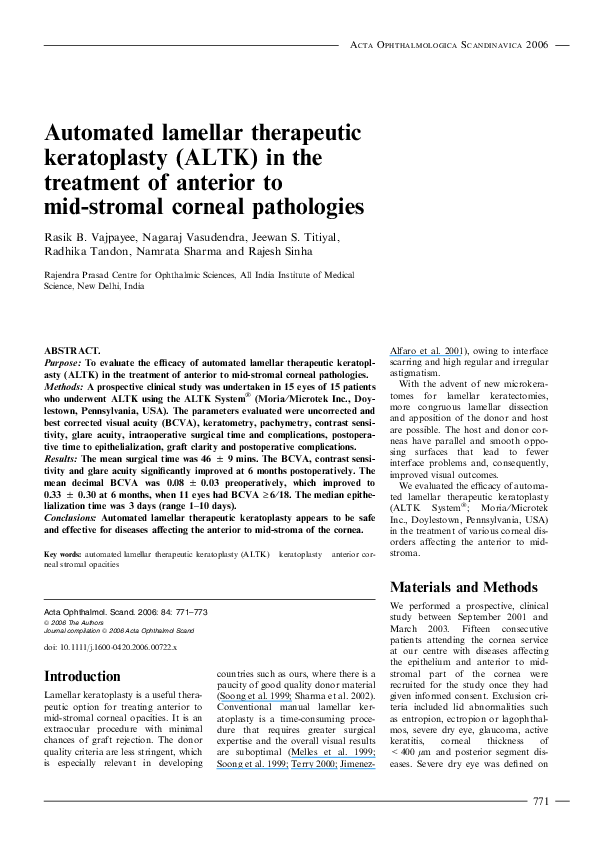(PDF) Deep Anterior Lamellar Keratoplasty Using Big-Bubble Technique ...