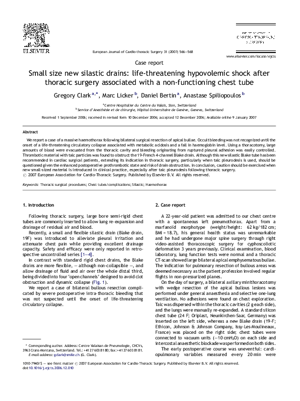 (PDF) Case report Small size new silastic drains: life-threatening ...