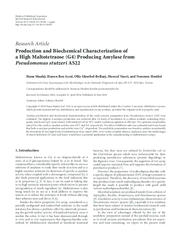 Pdf Production And Biochemical Characterization Of The Recombinant