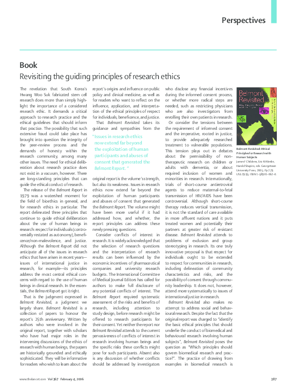 (PDF) Revisiting the guiding principles of research ethics