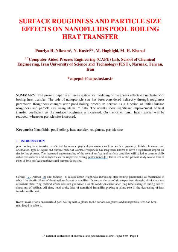 (PDF) Surface Roughness and Particle Size Effects on Nanofluids Pool Boiling Heat Transfer