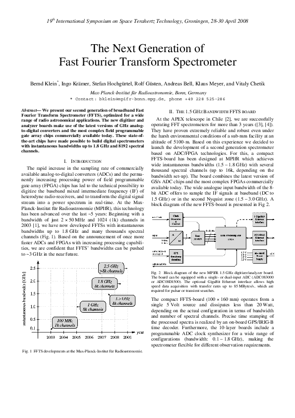 (PDF) The Next Generation of Fast Fourier Transform Spectrometer