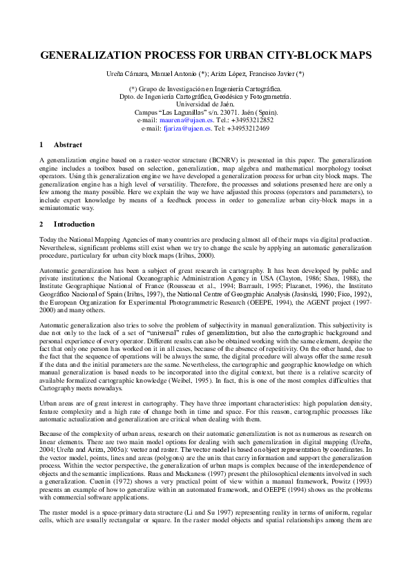 (PDF) Generalization Process for Urban City-Block Maps