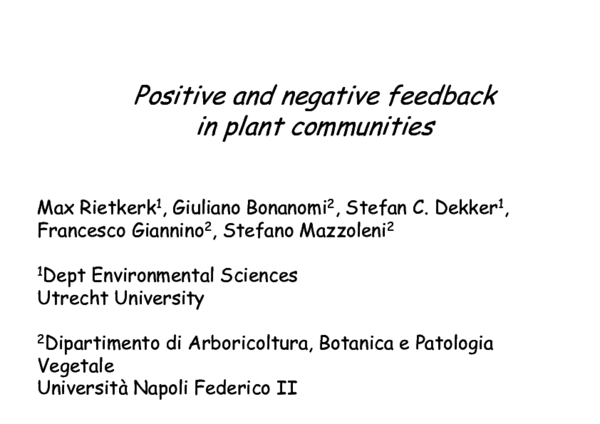 (PDF) Positive and negative feedback in plant communities