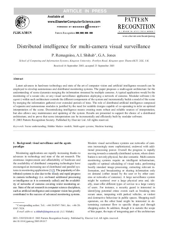 (PDF) Distributed intelligence for multi-camera visual surveillance