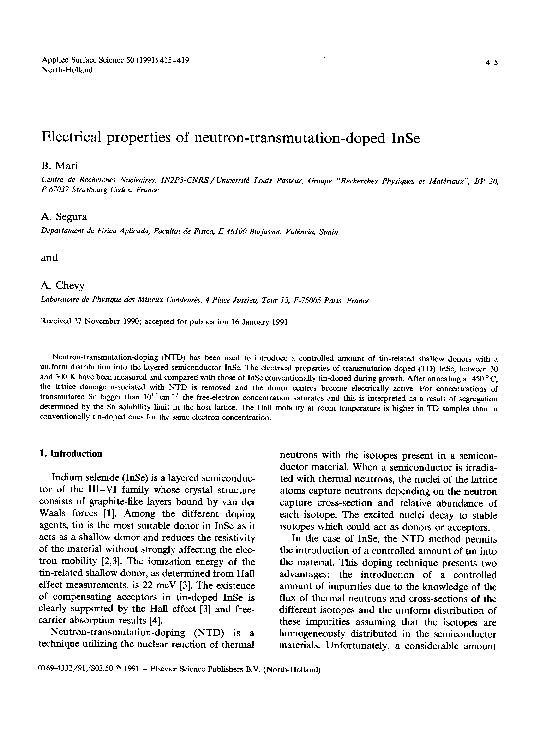(PDF) Electrical properties of neutron-transmutation-doped InSe