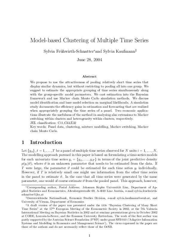 (PDF) Model-Based Clustering of Multiple Time Series