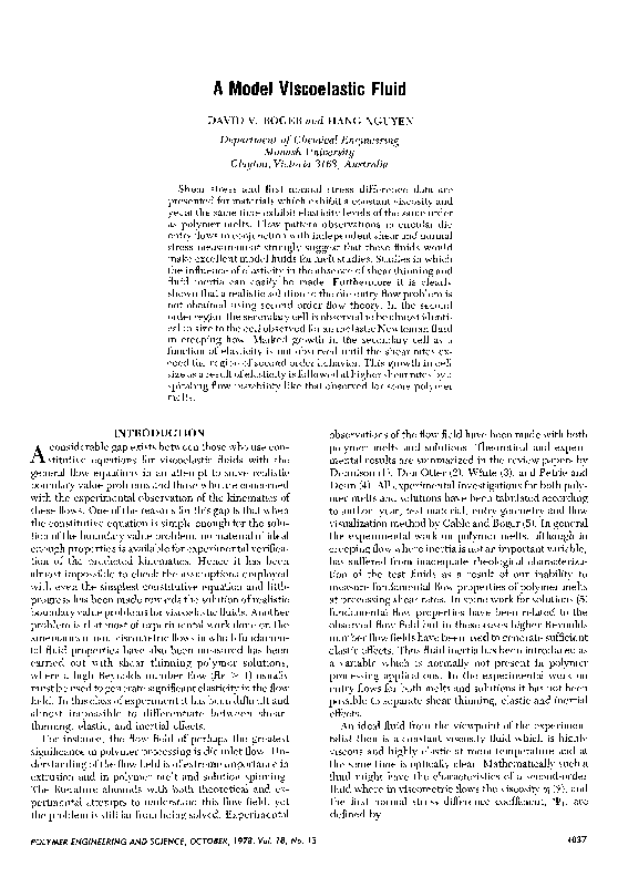 (PDF) A model viscoelastic fluid