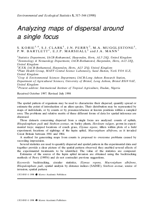(PDF) Analyzing maps of dispersal around a single focus