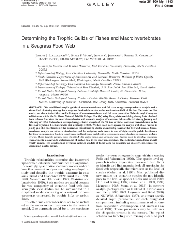 (PDF) Determining the trophic guilds of fishes and macroinvertebrates ...