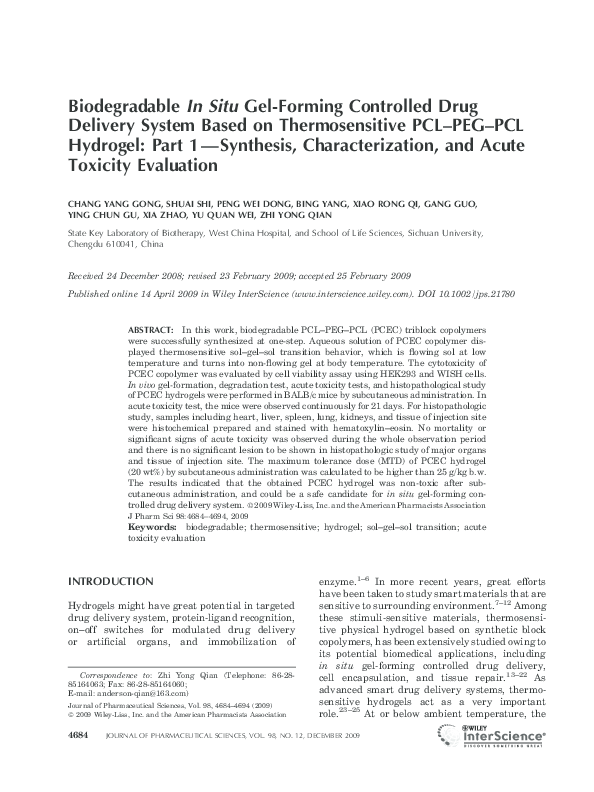 (PDF) Biodegradable in situ gel-forming controlled drug delivery system ...