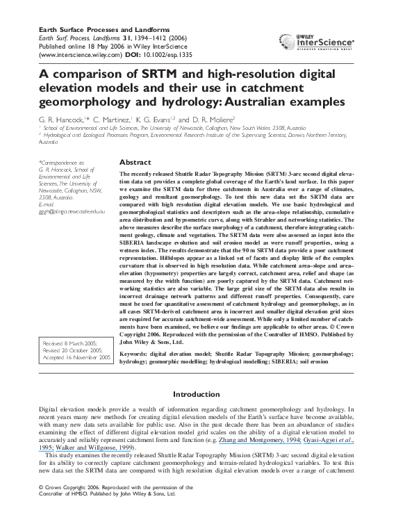 Pdf A Comparison Of Srtm And High Resolution Digital Elevation Models And Their Use In