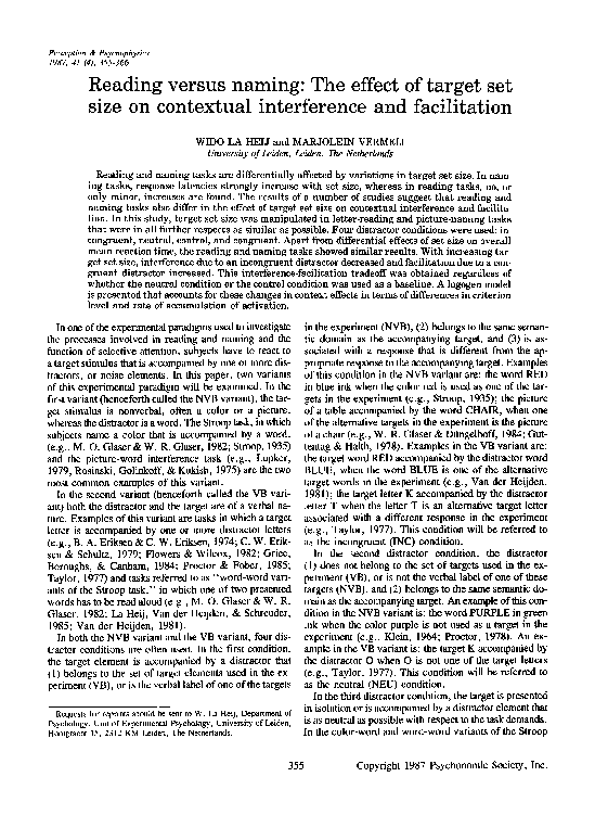 Pdf Reading Versus Naming The Effect Of Target Set Size On