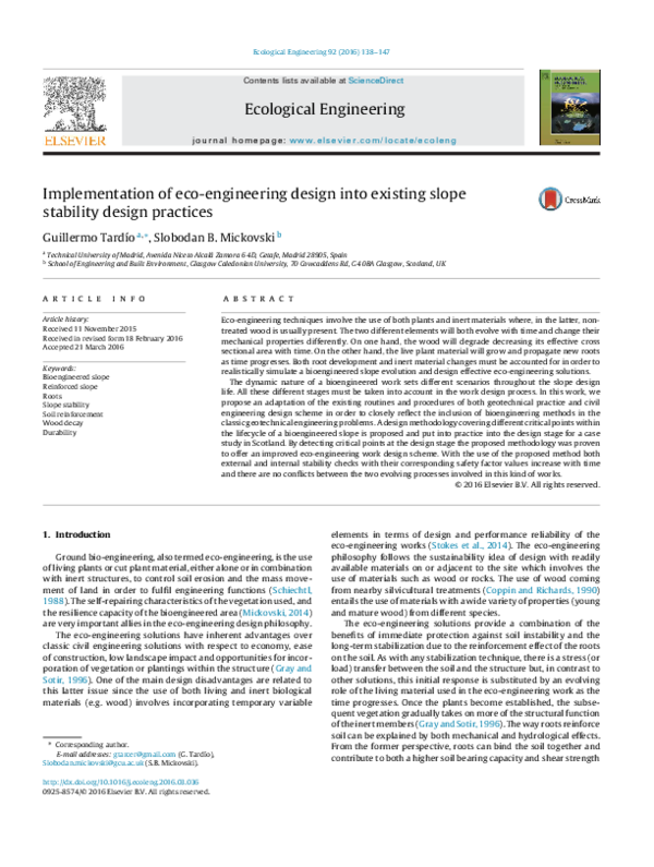 (PDF) Implementation of eco-engineering design into existing slope ...