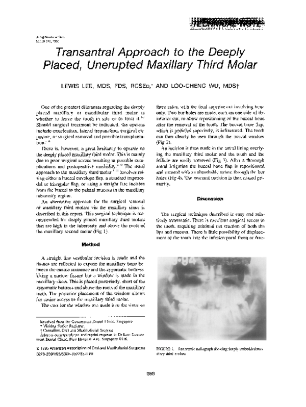 (PDF) Transantral approach to the deeply placed, unerupted maxillary ...