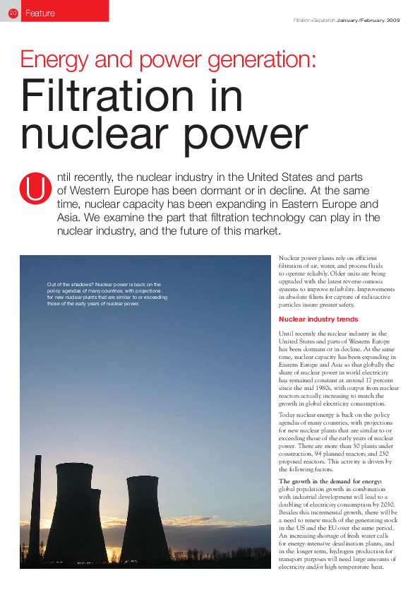 (PDF) Energy and power generation: Filtration in nuclear power