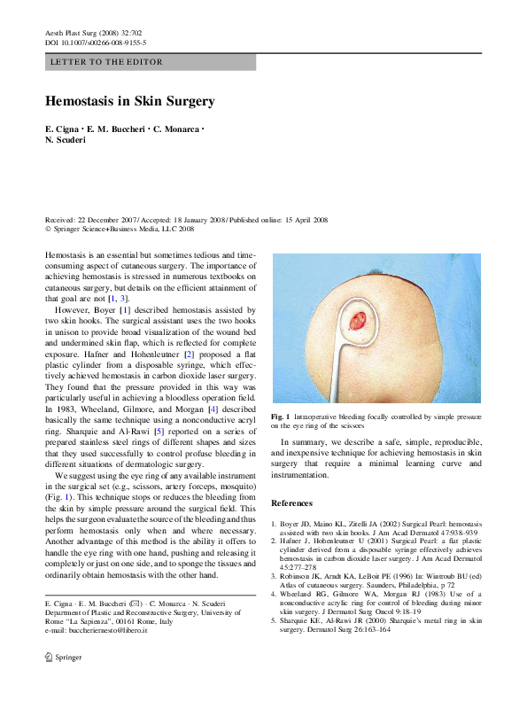 (PDF) Hemostasis in Skin Surgery