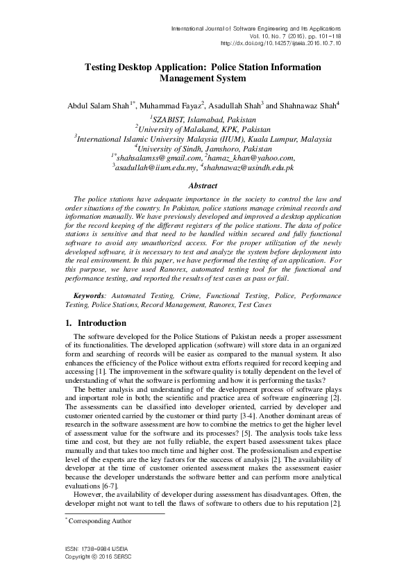 (PDF) Testing Desktop Application: Police Station Information ...