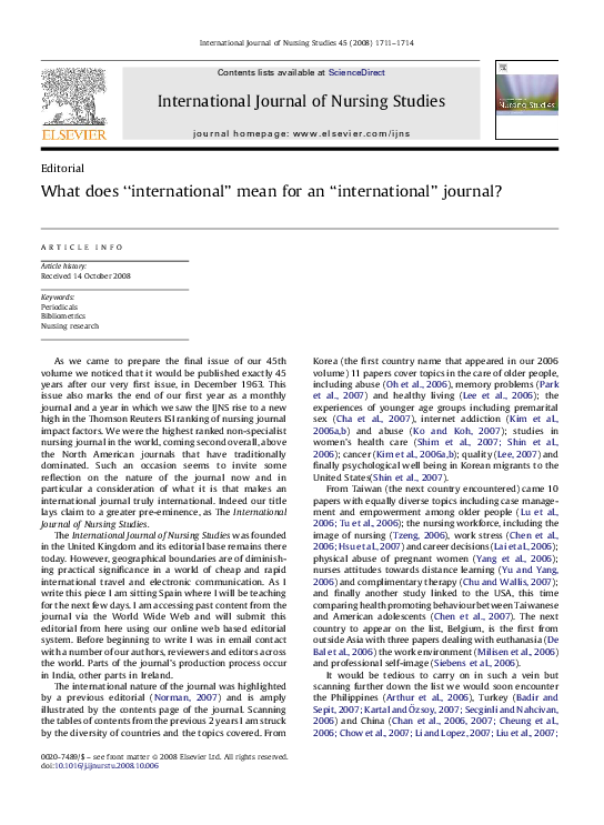 (PDF) What does "international" mean for an "international" journal?