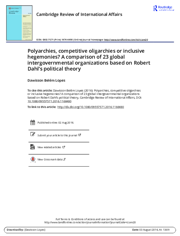 (PDF) Polyarchies, competitive oligarchies or inclusive hegemonies? A ...