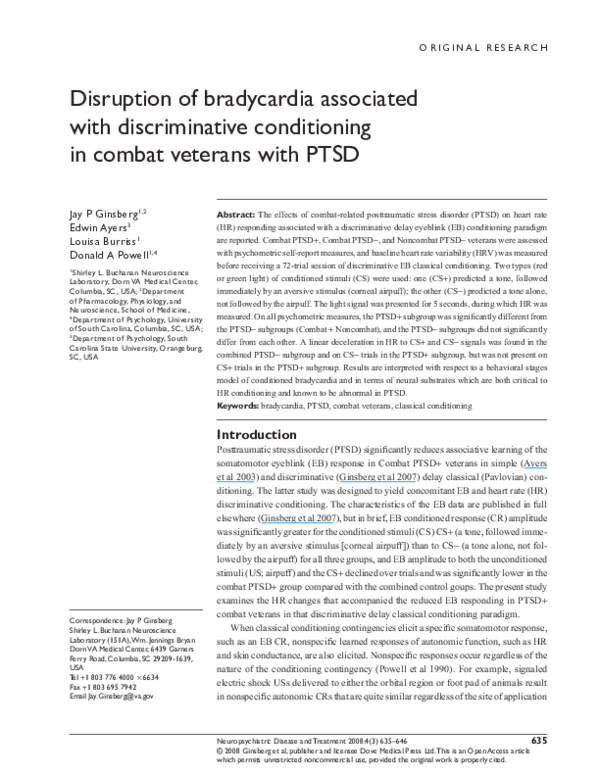 (PDF) Disruption of bradycardia associated with discriminative ...