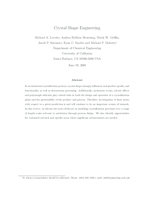 (PDF) Crystal Shape Engineering