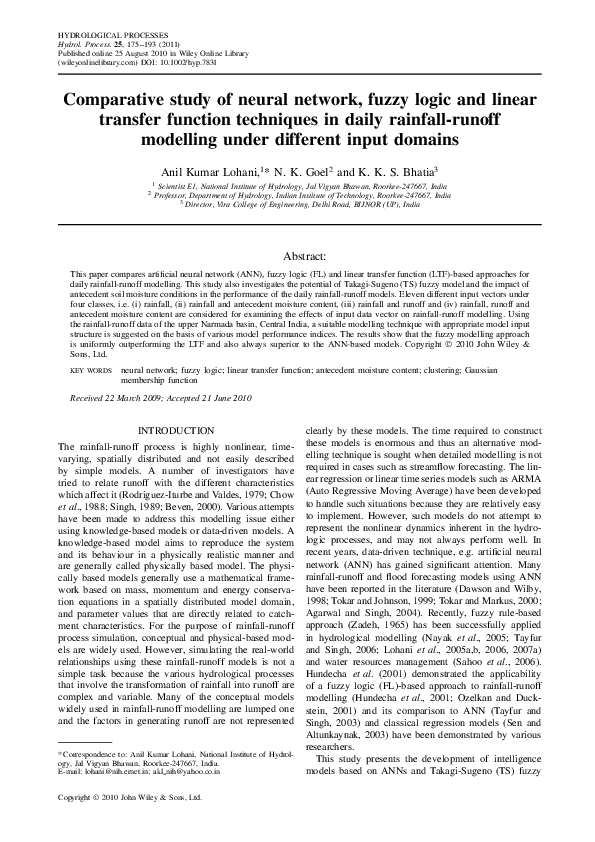 (PDF) Comparative study of neural network, fuzzy logic and linear transfer function techniques ...