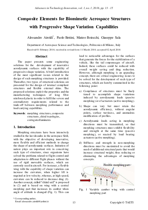 (PDF) Composite Elements for Biomimetic Aerospace Structures with ...