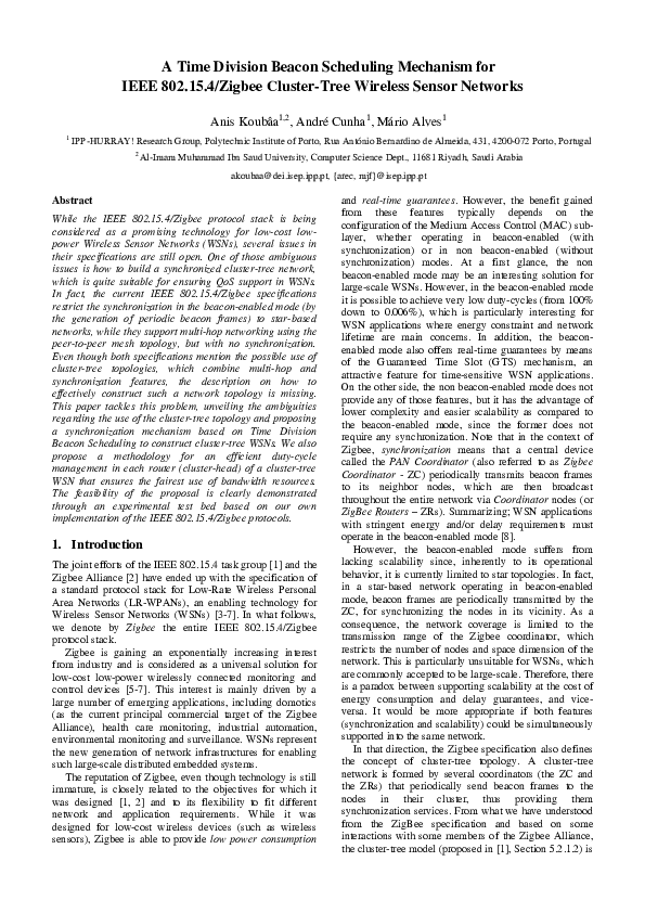 (PDF) A Time Division Beacon Scheduling Mechanism for IEEE 802.15.4 ...