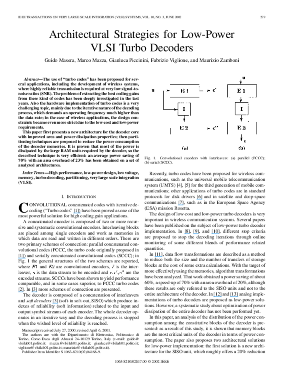 (PDF) Architectural strategies for low-power VLSI turbo decoders