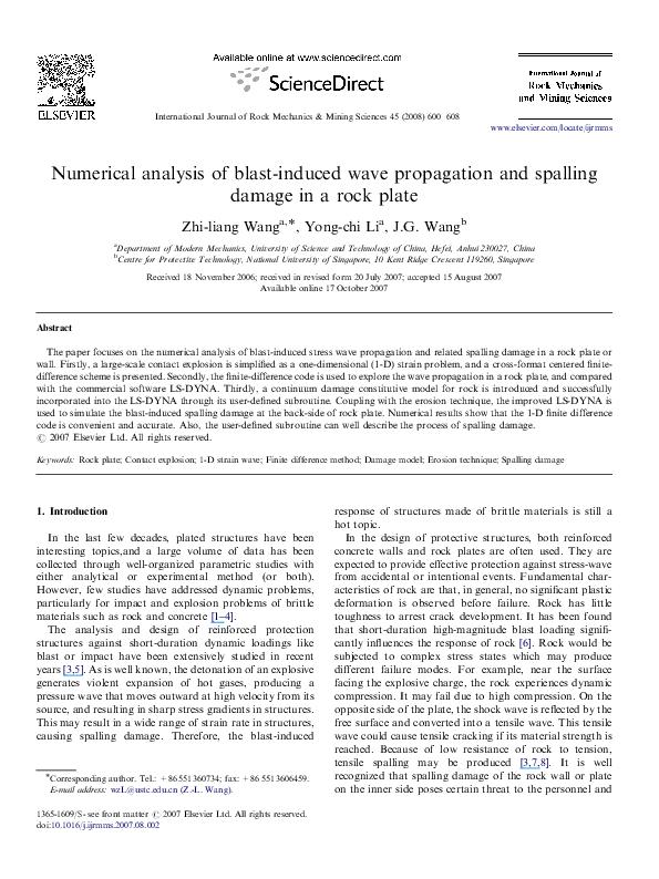 (PDF) Numerical analysis of blast-induced wave propagation using FSI and ALEmulti-material ...