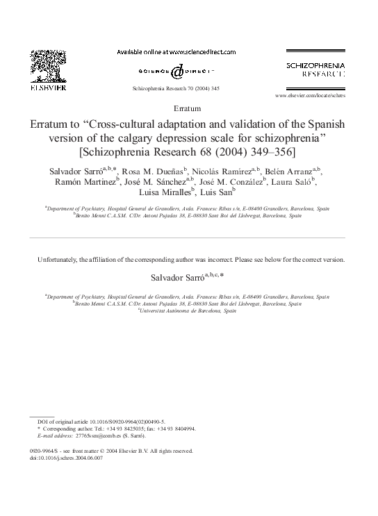 (PDF) Erratum to “Cross-cultural adaptation and validation of the ...