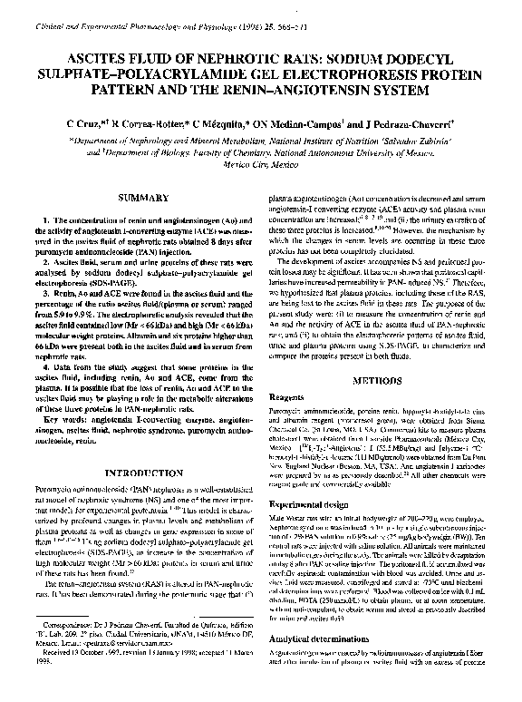 (PDF) ASCITES FLUID OF NEPHROTIC RATS: SODIUM DODECYL SULPHATE ...