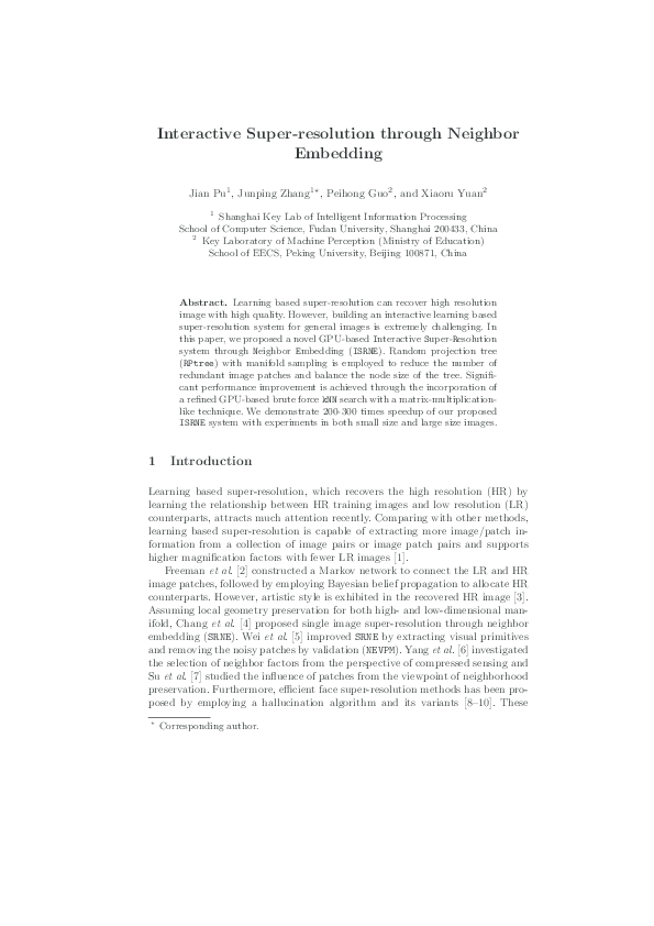 (PDF) Interactive Super-Resolution through Neighbor Embedding