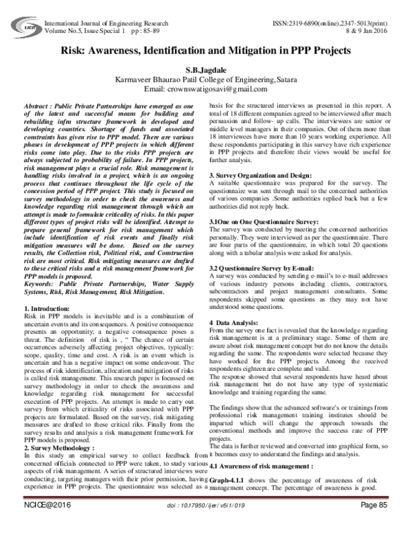 (PDF) Risk: Awareness, Identification and Mitigation in PPP Projects