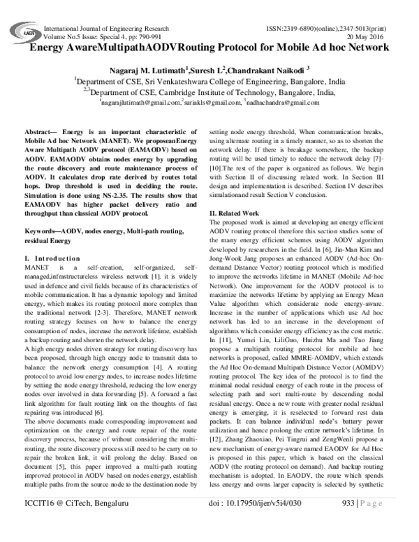 (PDF) Energy AwareMultipathAODVRouting Protocol for Mobile Ad hoc Network