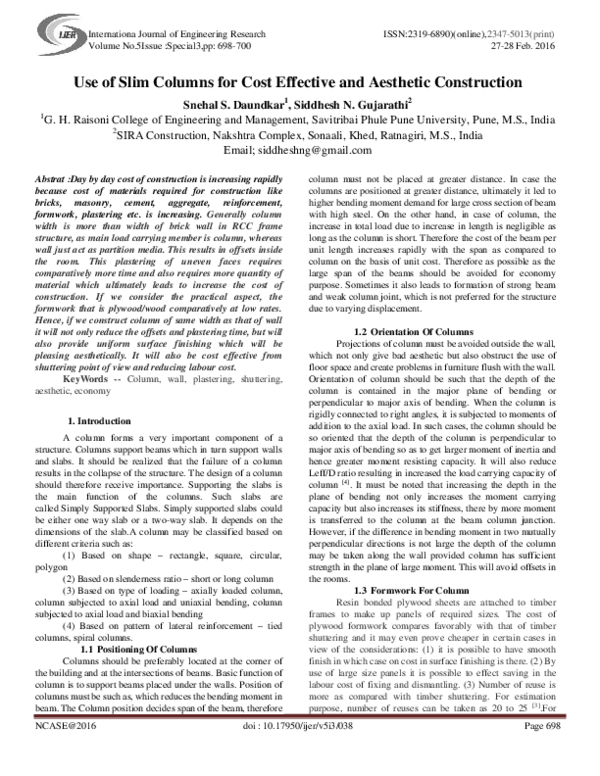(PDF) Use of Slim Columns for Cost Effective and Aesthetic Construction