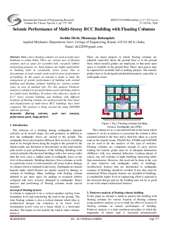 (PDF) Seismic Performance of Multi-Storey RCC Building with Floating Columns