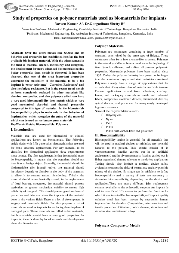 (PDF) Study of properties on polymer materials used as biomaterials for ...