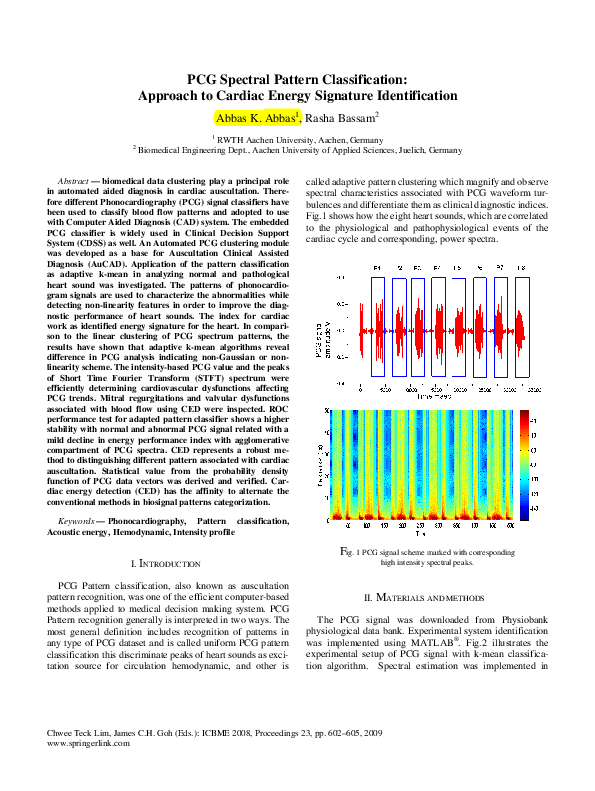 (PDF) PCG Spectral Pattern Classification: Approach to Cardiac Energy ...