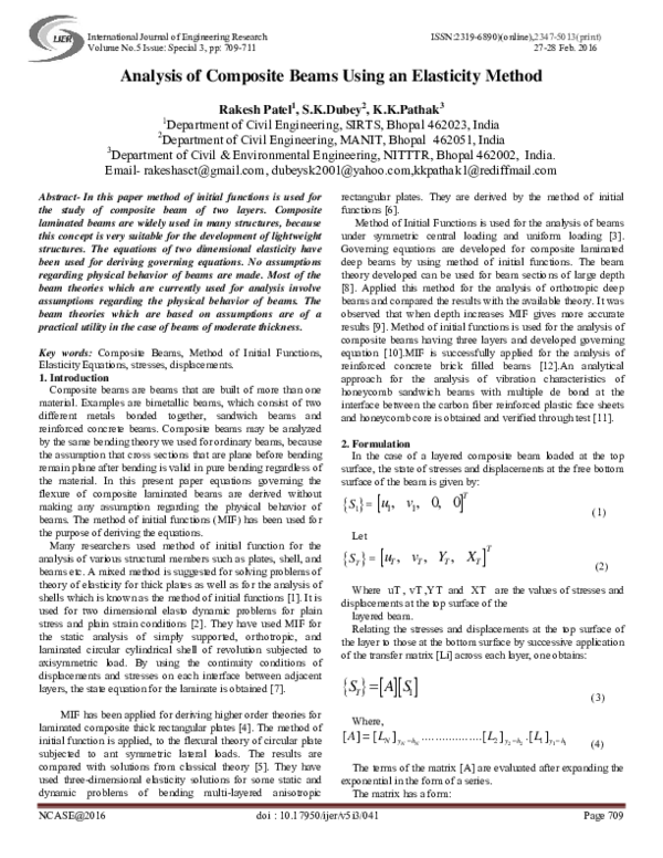 (PDF) Analysis of Composite Beams Using an Elasticity Method