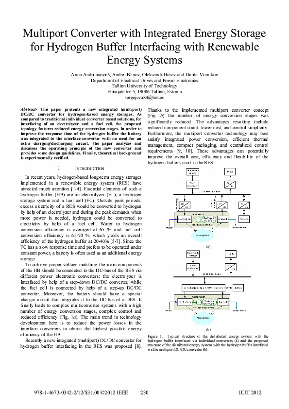 (PDF) Multiport converter with integrated energy storage for hydrogen ...