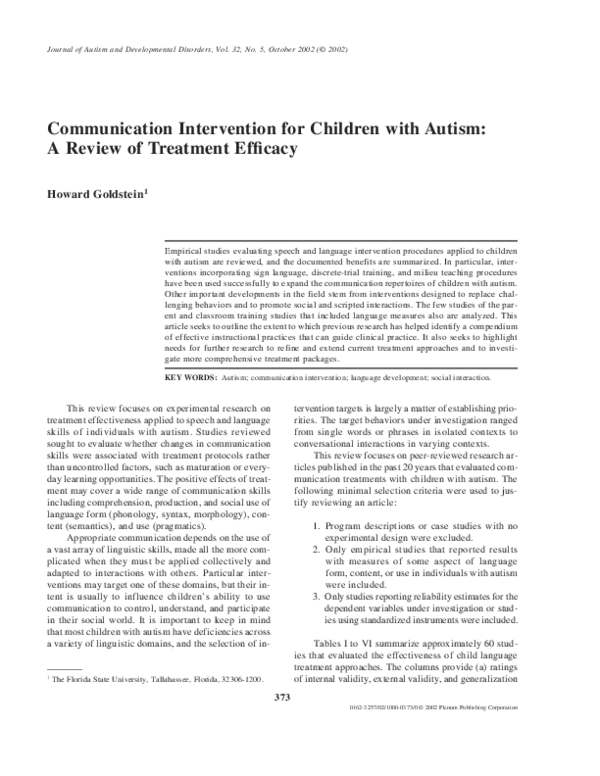 (PDF) Communication Intervention for Children with Autism: A Review of ...